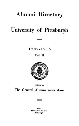 Alumni directory, University of Pittsburgh | Documenting Pitt